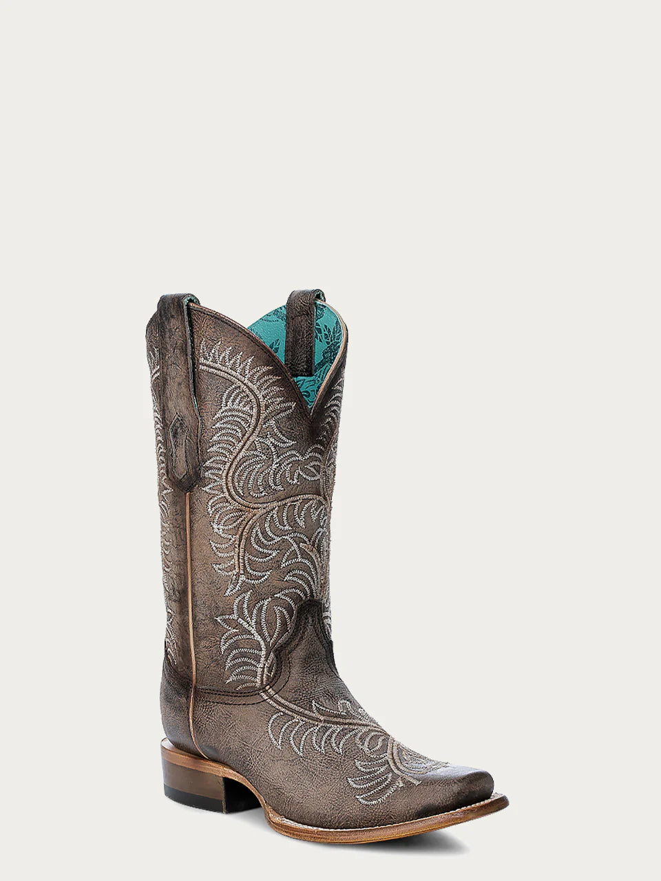 Corral Women's White Embroidery Tan Square Toe Western Boot – Branded Country Wear