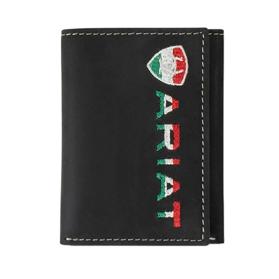 Ariat Mexican Flag TriFold Black Leather Wallet – Branded Country Wear