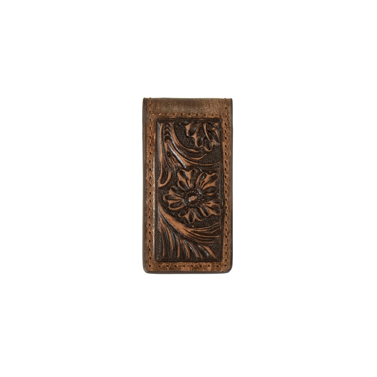 3D Men's Brown Floral Embossed Magnetic Money Clip – Branded Country Wear