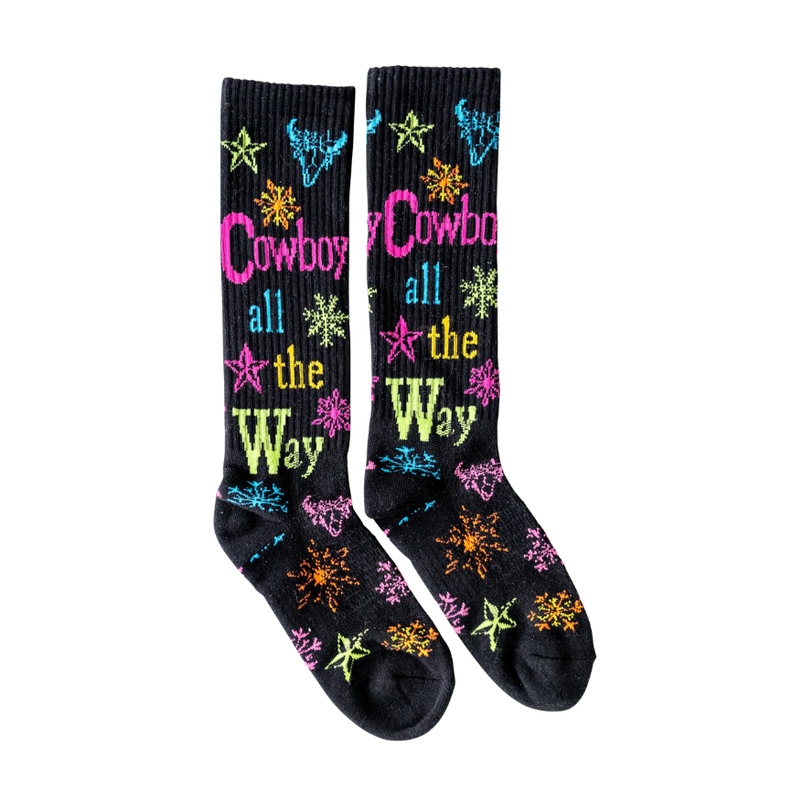 Lucky Chuck Women's Cowboy All The Way Black Performance Socks ...