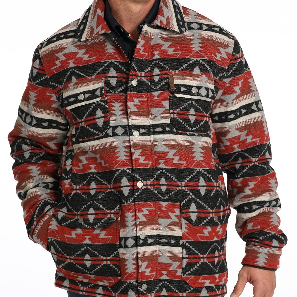 Cinch Men's Southwestern Frontier Coat in Burgundy & Navy – Branded ...