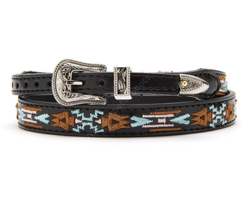 Twister Black Leather Hat Band with Aztec Embroidery – Branded Country Wear